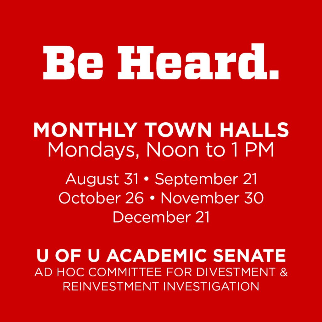 Academic Senate virtual town hall series – @theU